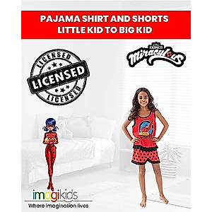 Miraculous Ladybug Big Girls Pajama Shirt and Shorts Polka Dots Red 14-16