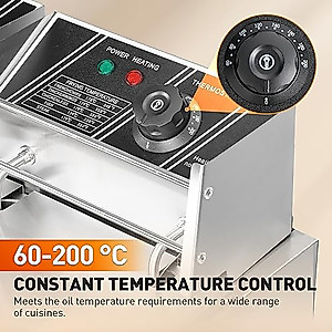 Rengue Commercial Deep Fryer 10.57QT x 2 Large Electric Deep Fryer with 2 Baskets and 2 Lids Countertop Fryer with Constant Temperature Control System for Restaurant and Home Use 3400W