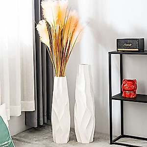Large Floor Ceramic Vase 24 Inches Tall,White Modern Flower Tall Vases for Office, Home,Farmhouse,Living Room Décor,Simple Origami Design Fall Decorative Porcelain Flower Arrangement Vase Ideal Gift