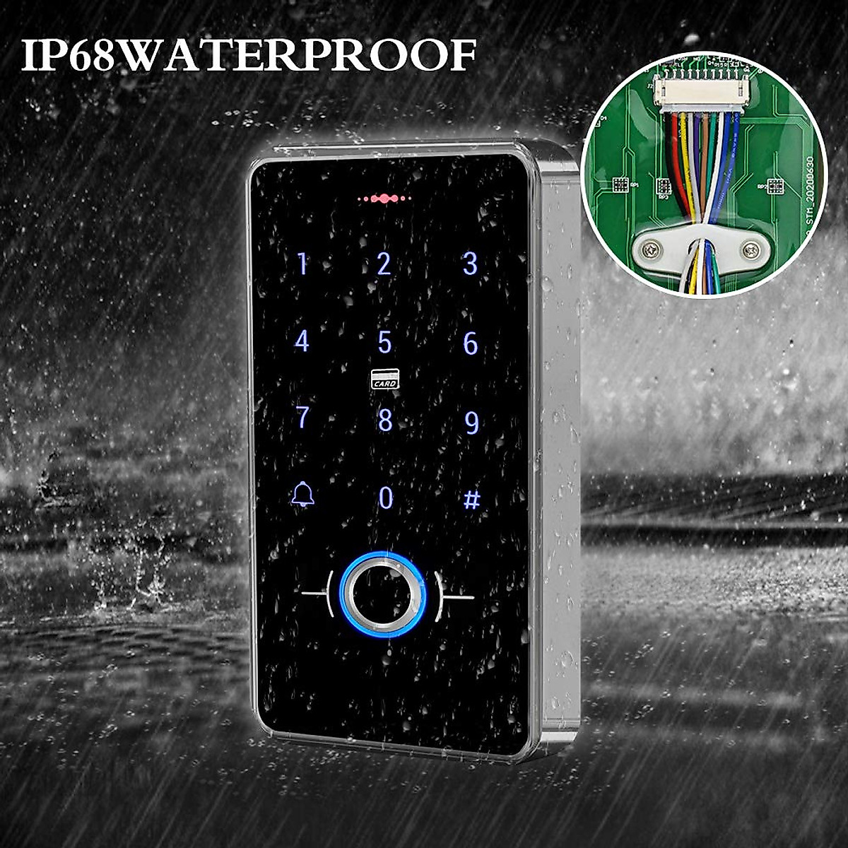 HFeng Outdoor IP68 Waterproof RFID Access Control Keypad Fingerprint Biometrics Access Controller WG26/34 Card Reader + 10pcs 13.56MHz Keyfobs for Home/Office