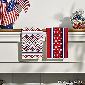 Artoid Mode Let Freedom Ring Stars Roses Veterans Day Kitchen Towels Dish Towels, 18x26 Inch Seasonal Decoration Hand Towels Set of 4