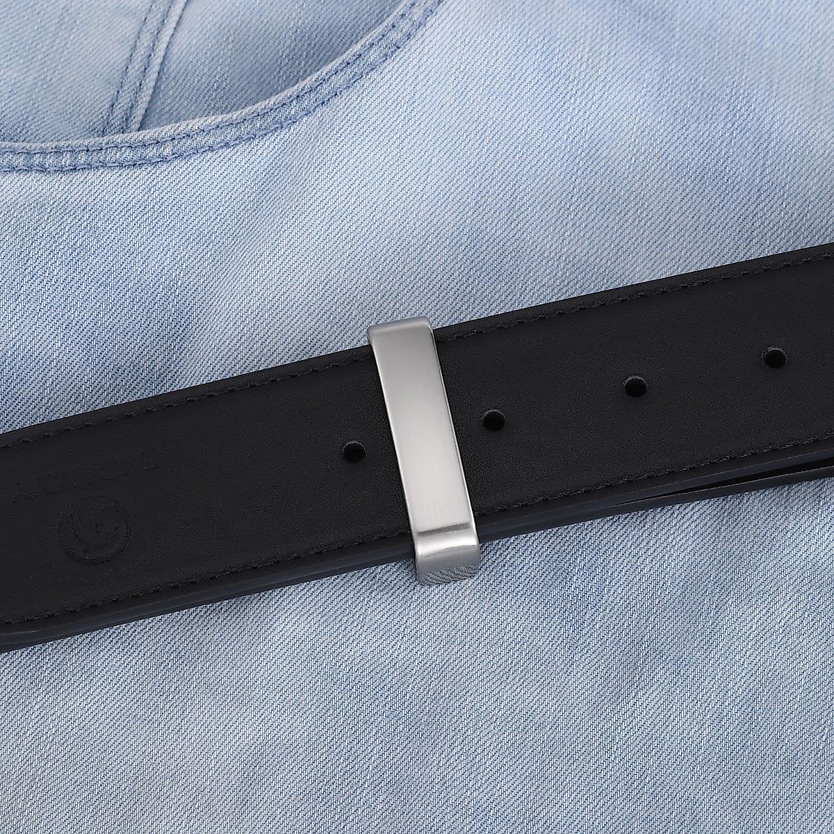 DJCAIZYY Belt Loop Keeper 1 1/2" (38mm-40mm) Belt Loop Men's Belt Buckle Accessories Silver Brushed