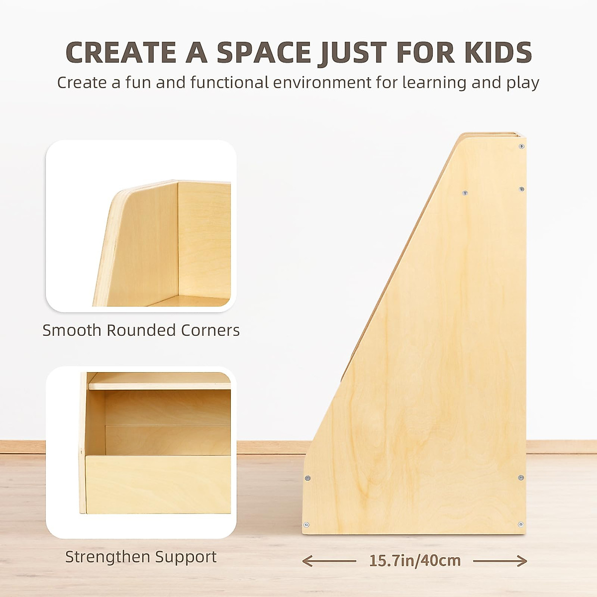 OOOK Montessori Bookshelf and Toy Organizer, Kids Bookshelf with Spacious Storage and Big Display Bookshelf, Nursery Book Shelves for Kids Rooms Ideal for Child Growth