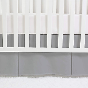 Pleated Crib Bed Skirt, 800TC 100% Egyptian Cotton, Nursery Crib Toddler (28” x 52” x 14’’) Bedding Skirt for Baby Boys or Girls - Silver