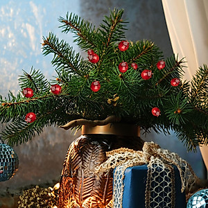 RAYNAG 100 Pieces Mini Artificial Pomegranate Fake Fruit Berry Stamen Christmas Party Decor DIY Craft,Red