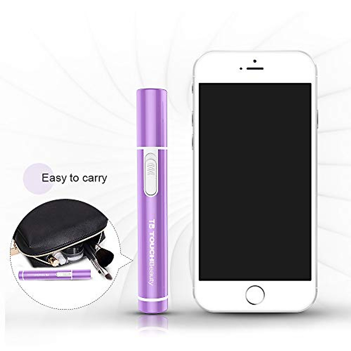 TOUCHBeauty Ear Nose Hair Trimmer for Women |Metal Cover, Safe Cutter System, Mini Pen-Sized, Battery Powered Violet Color 0656