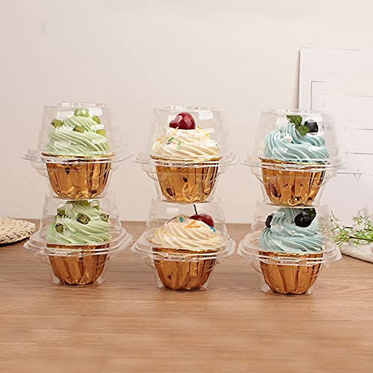 Single Cupcake Boxes -Individual Cupcake Container - Single Compartment Cupcake Carrier Holder Box - Stackable - Deep Dome - Clear Plastic - BPA-Free- (25)
