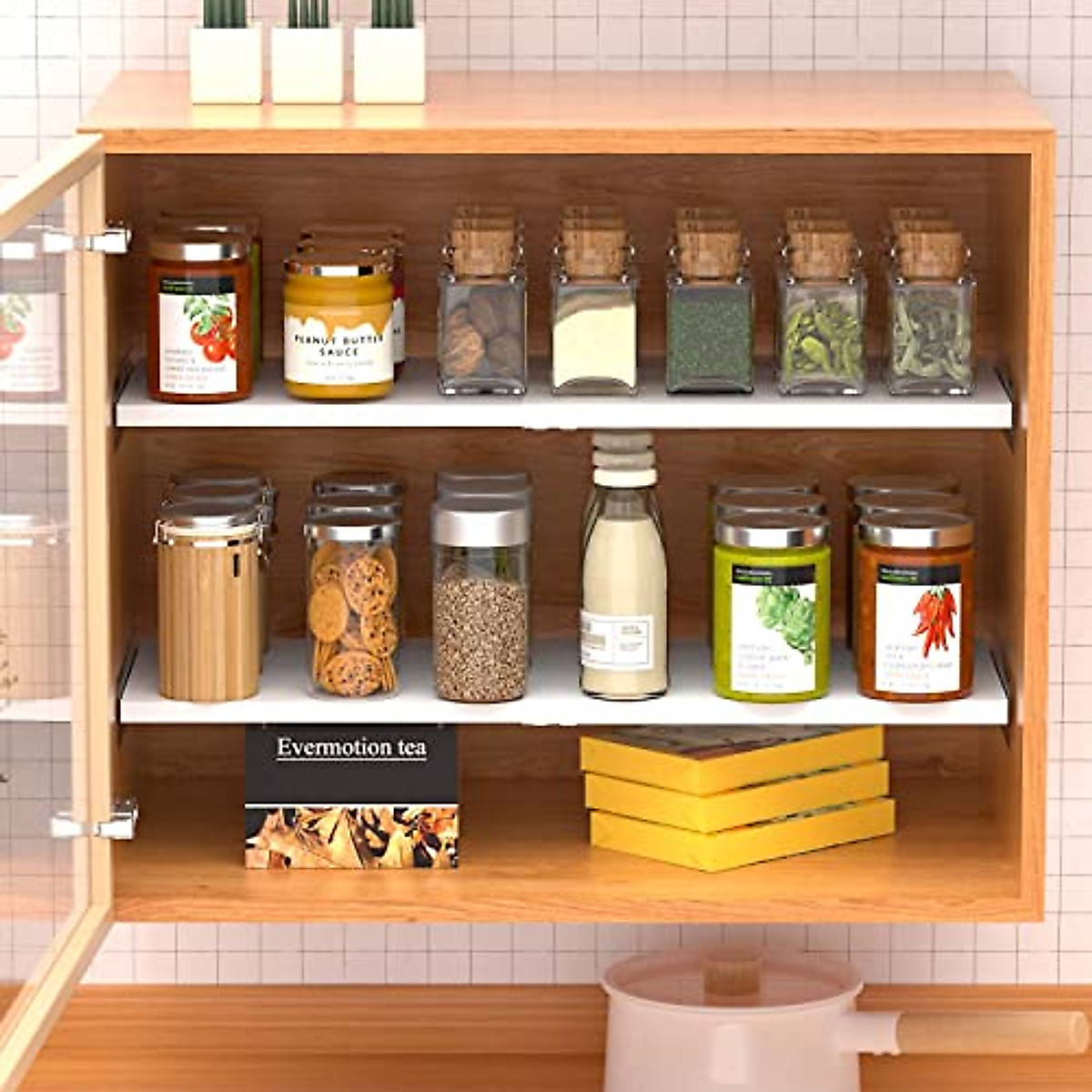 Closet Shelves Organizer Expendable Closet Tension Shelves Heavy Duty Metal DIY Storage Organizer Shelf for Cabinet Wardrobe Cupboard Kitchen Bedroom,2pack