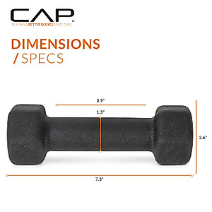 CAP Barbell Neoprene Dumbbell Weights, 5 lb Pair, Black