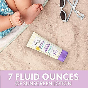 Aveeno Baby Continuous Protection Zinc Oxide Mineral Sunscreen Lotion for Sensitive Skin, Broad Spectrum SPF 50, Tear-Free, Sweat- & Water-Resistant, Paraben-Free, Non-Greasy, 7 fl. oz