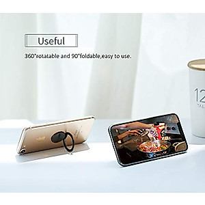 World's Slimmest Phone Ring Holder,Attom Tech Ultra Thin Cell Phone Ring Stand Magnetic Car Mount Hook Matte Center Compatible for iPhone X 8 7 Plus 6S 6 5s 5 SE,Galaxy S8 S7 S6 Edge,Note (Black)