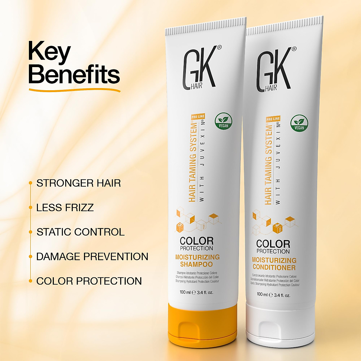 GK HAIR Color-Treated Moisturizing Shampoo & Conditioner 3.4 fl oz Duo – Sulfate-Free Hydrating Set for Color Protection, Frizz Control & Deep Nourishment