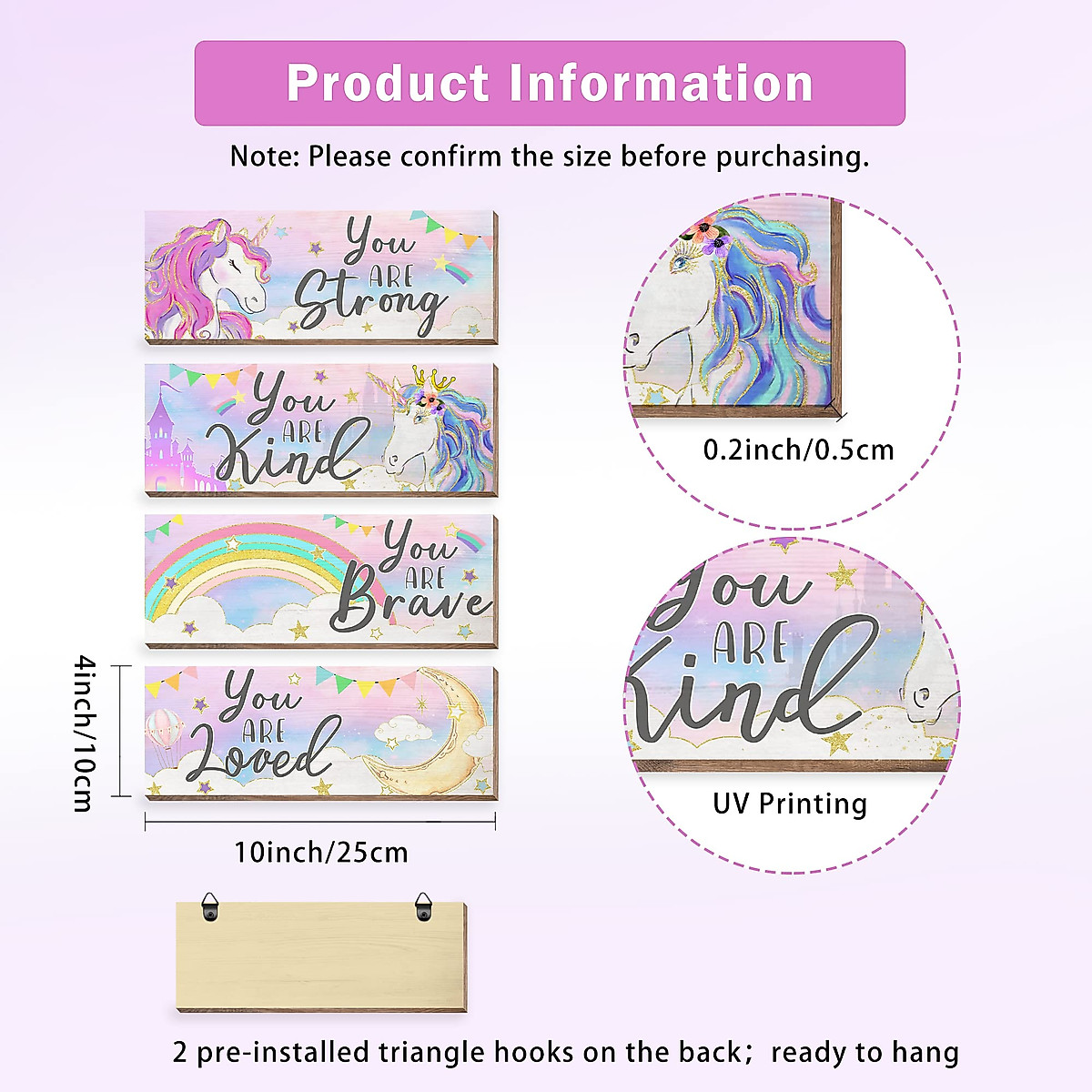 Unicorn Room Decor for Girls Bedroom, Unicorn Wall Decor, Rainbow Girls Room Decor, Unicorn Bedroom Decor for Girls Kids Nursery, Inspirational Wall Art, Unicorn Birthday Party Decorations