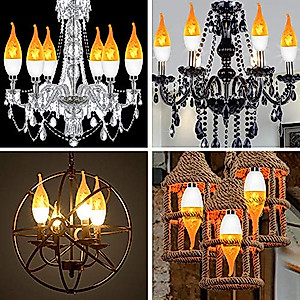 YEAHBEER LED Flame Light Bulbs,3 Modes Fire Light Bulb E12 Base, Christmas Decorations Outdoor Indoor Home, Lights Bulbs (Yellow, 6Pack)