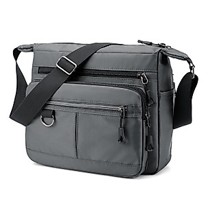 Pealwel Canvas Messenger Bag - Vintage Crossbody Shoulder Bag Outdoor Travel Bag (Grey)