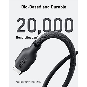 Anker USB-C to Lightning Cable, 541 Cable (Phantom Black, 6ft), MFi Certified, Bio-Based Fast Charging Cable for iPhone 14 14pro 14pro Max 13 13 Pro 12 11 X XS XR 8 Plus (Charger Not Included)