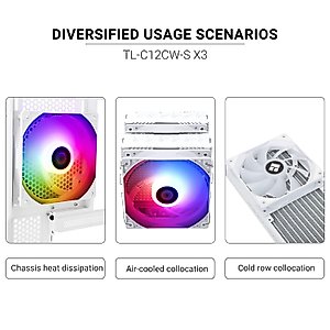 Thermalright TL-C12CW-S X3 CPU Fan 120mm White ARGB Case Cooler Fan, up to 1550RPM Cooling Fan，4pin PWM Silent Computer Fan with S-FDB Bearing Included