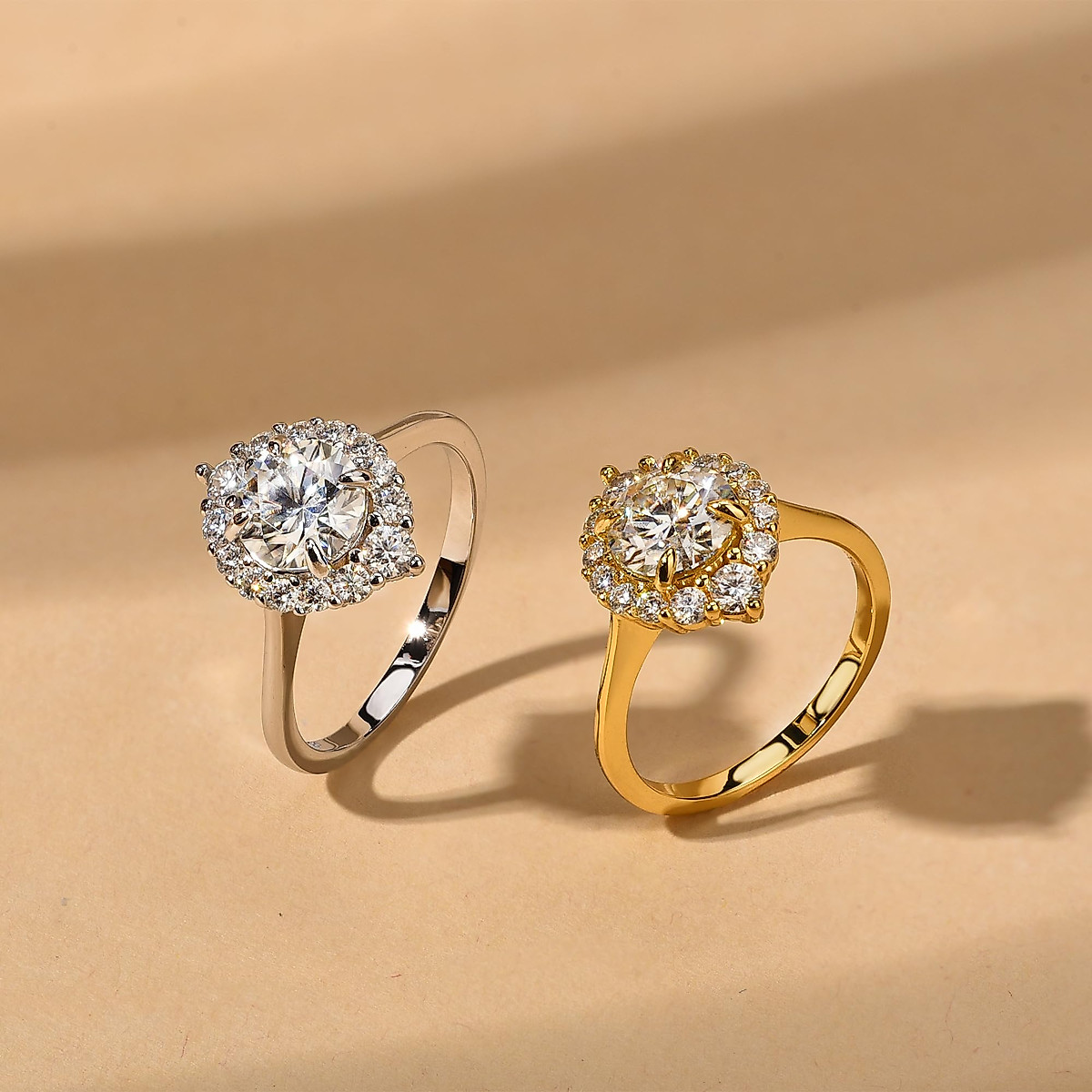 LAVALE Moissanite Engagement Rings for Women, 1.2 CT Lab Created Diamond Promise Rings 18K White Gold Vermeil Knife Edge Moissanite Solitaire Rings for Women Wedding Gifts