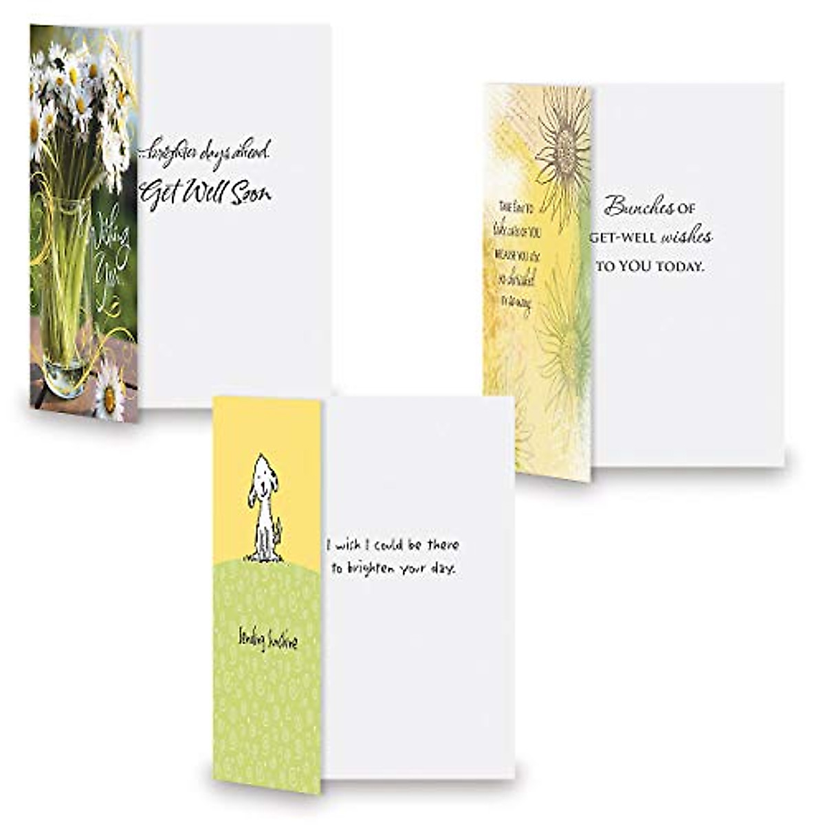 Get Well Florals Greeting Cards Value Pack- Set of 20 (10 designs) Large 5 x 7, Sentiments Inside, Get Well Soon Cards, Get Well Wishes, Envelopes Included