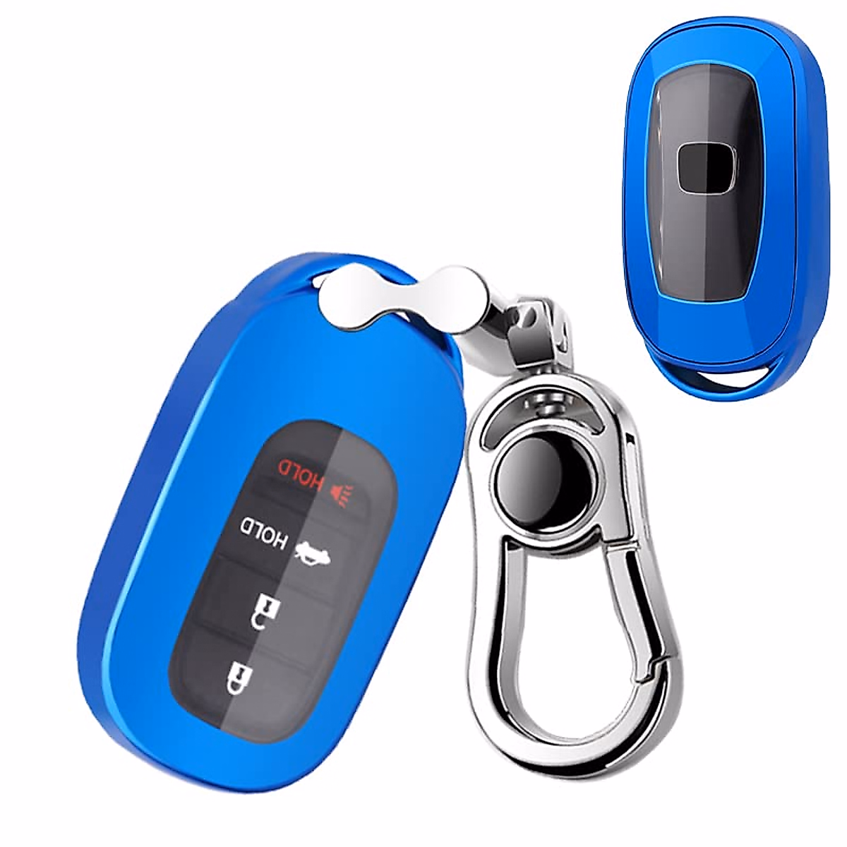 K LAKEY Honda Civic Key Fob Cover,Compatible with 2022 New Honda Civic Accord Sport SI EX EX-L Touring key Fob Silicone TPU Protective Case Holder Shell wih Keychain Blue