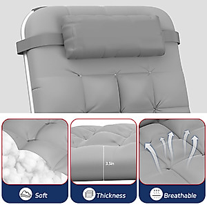 Elevens Oversized Zero Gravity Chair, 30in Reclining Patio Lounge Chair with Removable Cushion & Tray, Patio Lounge Chair with Adjustable Headrest, Support 500 lbs, Gray