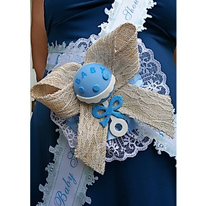 DALIYREPAL Liphontcta Mom to Be It's a Boy Sash Blue with Rattle, Ribbon