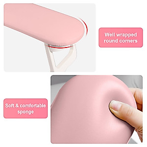 Diesisa Nail Arm Rest, Foldable PU Leather Nail Arm Rest for Nails with Soft Table Mat, Soft Hand Rest for Acrylic Nails/Nail Hand Rest for Manicure Salon Use-Pink