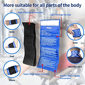 Gel Ice Packs for Injuries- Adjustable Wrap for Pain Relief Ice Pack+Heat Pack ， Non-Toxic Smooth Reusable, Support Rehabilitation, Flexible Therapy - Shoulder, Back, Knee, Neck, Ankle, Jaw & More,