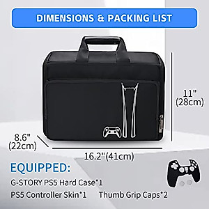 G-STORY Carrying Case Travel Bag, Storage Bag Compatible with PS5 Disc and Digital Edition with Shockproof Compartments, Included Silicone Cover Skin Protector