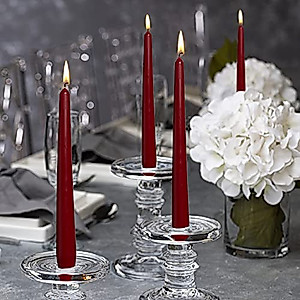 BOLSIUS Dark Red Taper Candles - 10 Inch - 8 Hours Burn Time - 10 Pack Dinner Candle Set - Premium European Quality - Consistent Smokeless Flame - Unscented Dripless Household Candlesticks