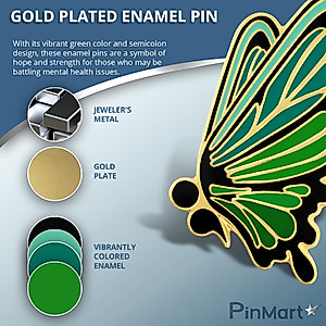 PinMart Green Semicolon Butterfly Mental Health Suicide Awareness Lapel Pin - Support Mental Health Matters with Suicide Awareness Pins for Bags and Nurse Scrubs