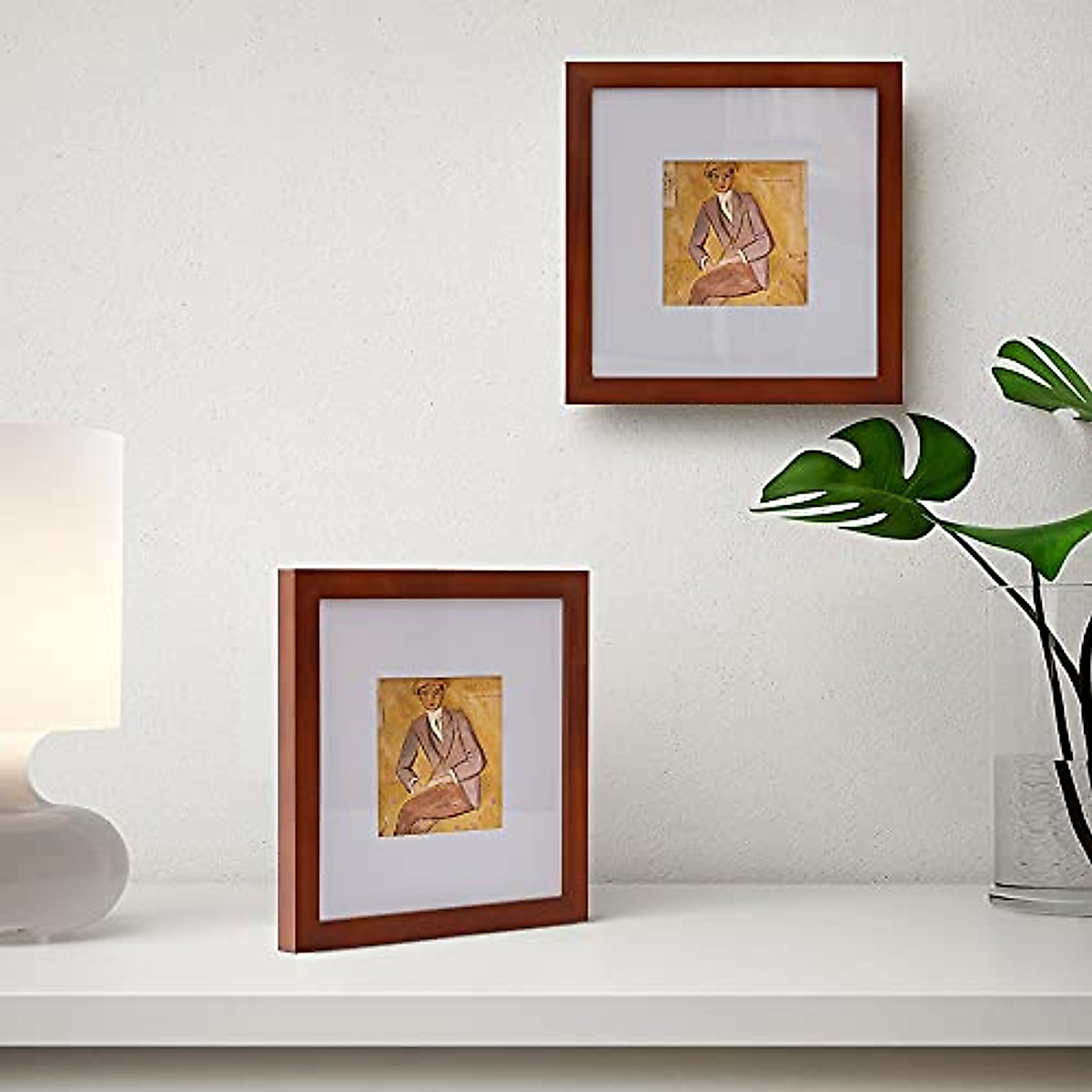 Coral Flower 8x8 Picture Frames 4 Pack, for Picture 4x4 with Mat or 8x8 whitout Mat Made of Solid Wood for Table Top Display and Wall Mounting Photo Frame,Light Cherry