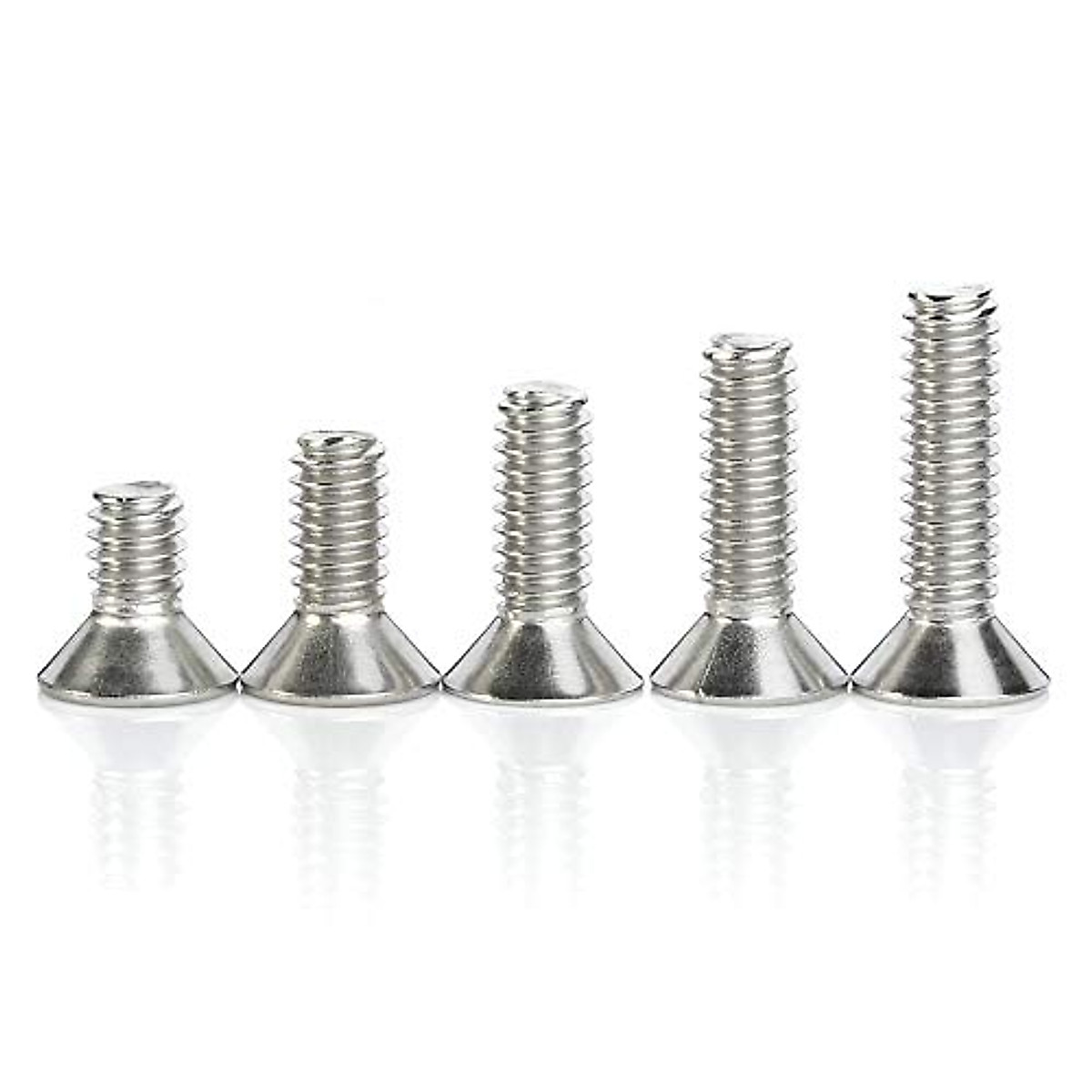 1/4-20 x 1/2", 5/8", 3/4", 7/8", 1" Flat Head Socket Cap Screws, Allen Socket Drive, Stainless Steel 18-8 (304), Bright Finish, Fully Threaded, 50 PCS
