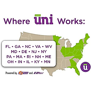 Uni 19-State Portable Toll Pass, Blends Into Windshield (Black)