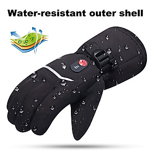 day wolf Upgraded Heated Gloves for Men Women, Waterproof and Touch Screen 7.4V 2200mAh Rechargeable Electric Gloves Hand Warmer for Skiing, Snowboarding, Skating, Camping Hiking Running