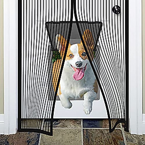 METAONLY Magnetic Screen Door Fits Door Size 32" x 80", Actual Screen Size 34" x 81", Screen Door Mesh,Door Screen Magnetic Closure for Patio Door Enjoy Air Fresh-Black