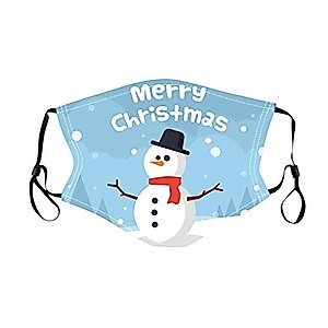Walsent Kids Cute Print Adjustable Cotton Face Bandanas Washable for Face Mouth Protective Bandanas Children Outdoor Christmas Decorations