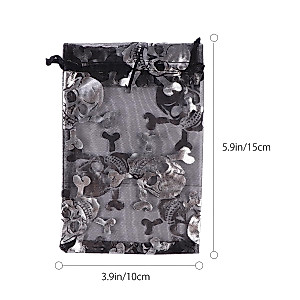 Yardwe 50pcs Halloween Organza Bags, Drawstring Jewelry Bags Present Goody Bags Spider Web Mesh Candy Bags for Party Favors