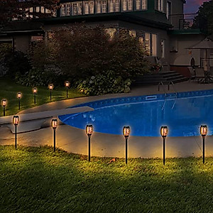 Exhart Garden Solar Lights, Set of 4 Flickering Flame Garden Stake Torches, LED Fire, Outdoor Garden and Yard Decoration, 3 x 20 Inch