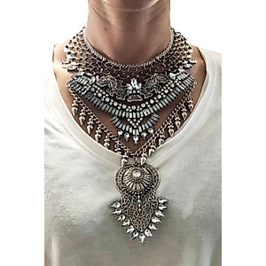 Long Tassel Chunky Boho Coin Statement Necklace For Women Style 1