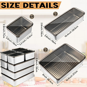 Willinglong 8 Pack Deli Meat Cheese Container for Fridge Increase Capacity Bacon Stainless Steel Containers with Lids Refrigerator Storage Dishwasher Safe