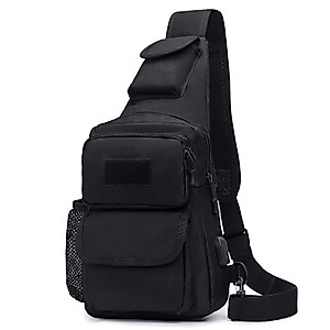 BAIGIO Tactical Sling Bag Crossbody Pack One Shoulder Backpack (Black)