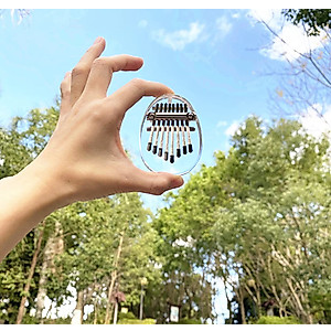 SLDHR Mini 8 Keys Kalimba Thumb Piano, Portable Marimba Music Thumb Piano Pendant with Lanyard, A Unique Gift for Children, Adults and Beginners (Oval) B12-1