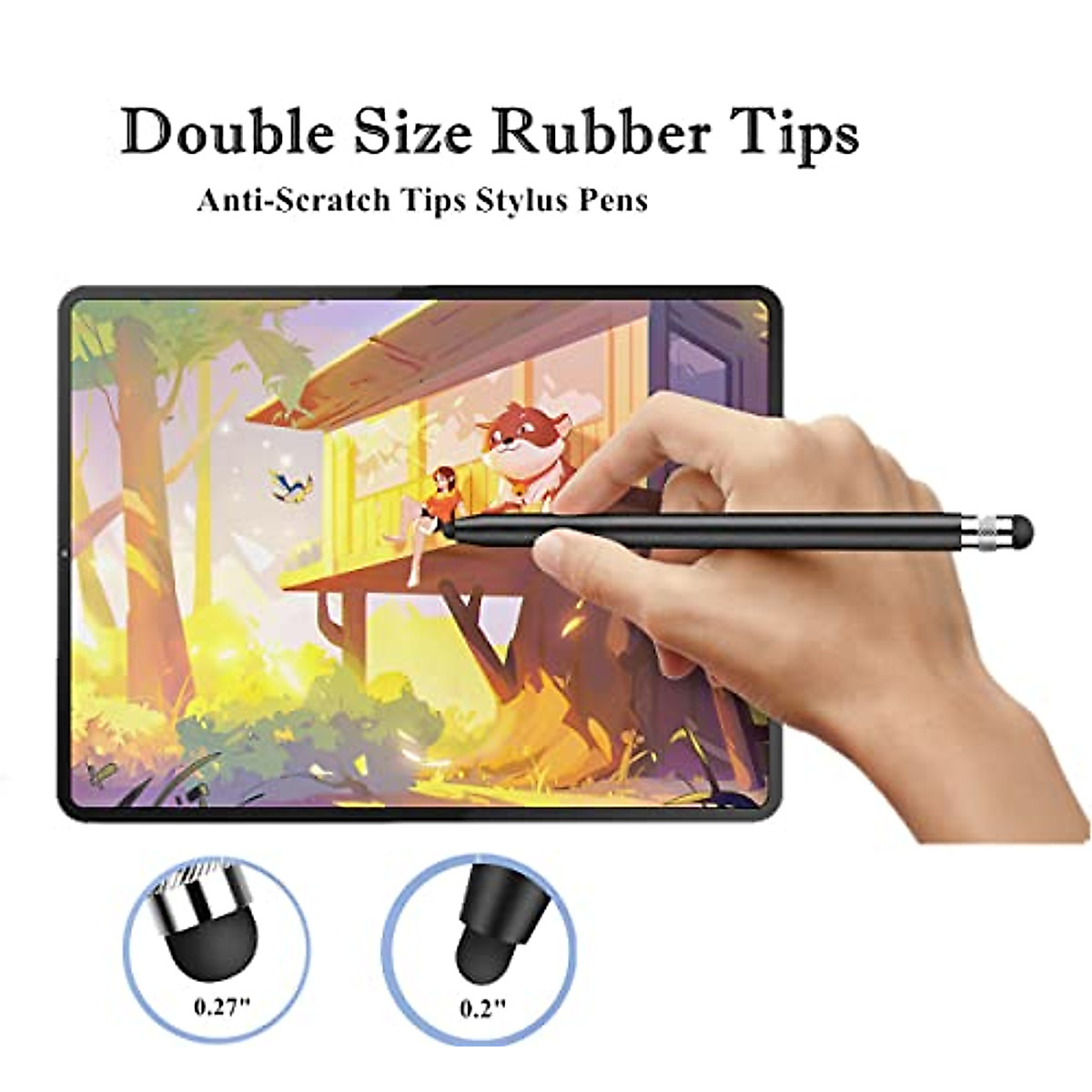 Smozer Stylus Pens for Touch Screens(2-Pack), Sensitivity & Precision Stylus Pens for iPhone/iPad Pro/Samsung Galaxy/Tablets and All capacitive Touch Screen Devices + 4 Replaceable Rubber Tips