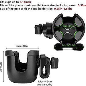 Suranew Wheelchair Cup Holder - Portable Mobility Drink Holder - Compatible with Walker, Rollator, Transport Chair ，Scooter or Stroller - Easy to Install, Removable