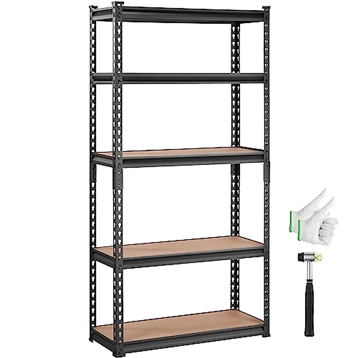VEVOR Storage Shelving Unit, 5-Tier Adjustable, 2000 lbs Capacity, Heavy Duty Garage Shelves Metal Organizer Utility Rack, Black, 30" L x 12" W x 60" H for Kitchen Pantry Basement Bathroom Laundry