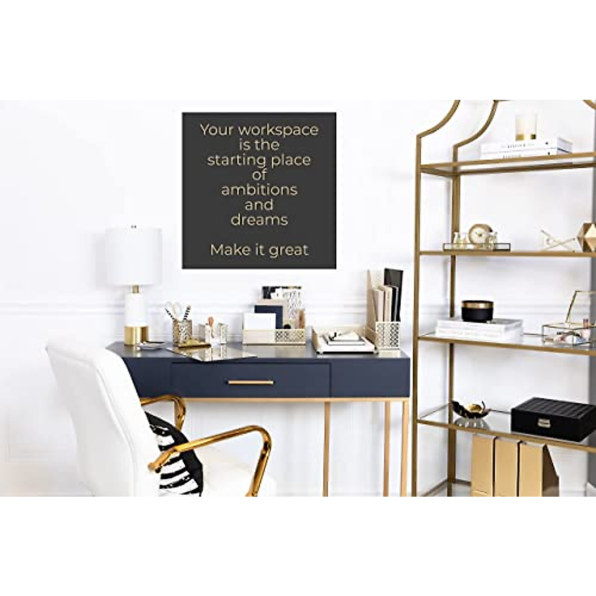 Gold Desk Accessories for Women Office 6 Piece Gold Desk Set Gold Office Organizer - Office Supplies Gold - Office Organization Set - Desk Organizer for Women Gold Desk Sets and Accessories for Women