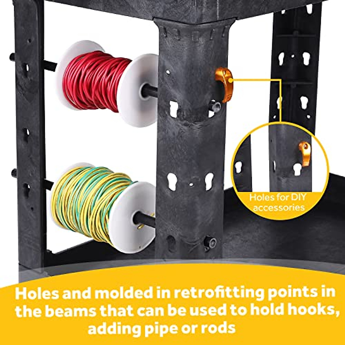 ELAFROS Heavy Duty Plastic Utility Cart 34 x 17 Inch - Work Cart Tub Storage W/Deep Shelves and Full Swivel Wheels Safely Holds up to 550 lbs - 2 Tier Service Cart for Warehouse,Garage, Cleaning