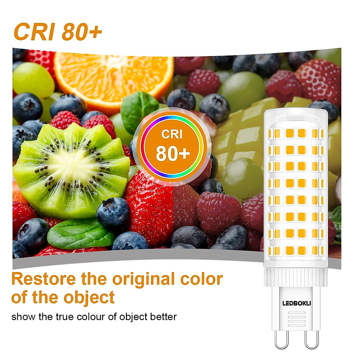 LEDBOKLI 10W Dimmable G9 LED Light Bulb, Equivalent 80 Watt Incandescent Light Bulbs,Warm White 3000K G9 LED Lamp, G9 Base Chandelier Light Bulbs, 900LM, Energy Saving, Non Flicker, 5-Pack