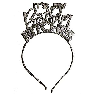 RhinestoneSash Birthday Tiara - It's My Birthday Bitches Black Multi Tiara Headband - Over The Hill, Birthday Decorations, Birthday Gifts for Women, Black Birthday Décor (BdBTCH) BlkMulti